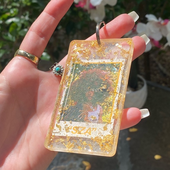 Accessories | Sza Gold Silver Hardware Keychain Bag Charm Resin Art ...